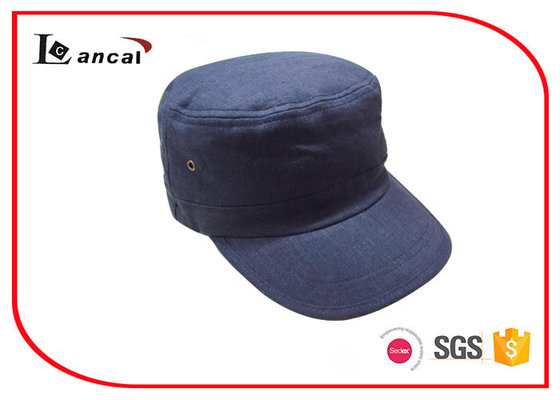 100% Linen Navy Baseball Caps Hats , Adjustable Velcro Trucker Cap