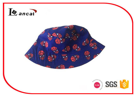 Navy Twill Children Bucket Hat Hawaiian With Spider - Man Printed