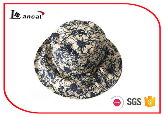 Reversible Flower Printed Bucket Hat , Canvas Wide Brim Fishing Hat