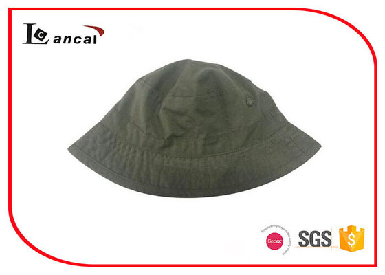 Custom Mens Printed Bucket Hat , Ripstop Khaki Fisherman Hat With Metal Eyelet