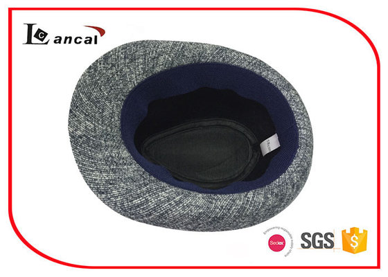 Spring Fedora Ladies Trilby Hats Navy And White With Cotton Denim Hatband