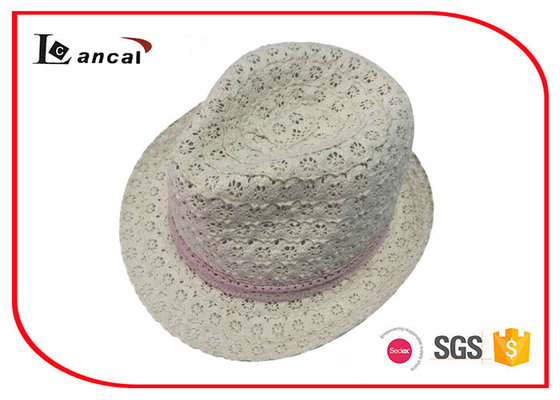 Pink Crochet Ribbon Waterproof Trilby Hat Felt Fedora Hats For Women