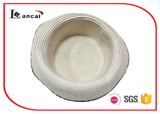 Pink Ribbon Wide Brim Straw Hats For Women , Wide Brim Straw Sun Hat