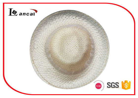 Cream Lace Bowknot Ribbon Flat Brim Straw Hat , 57cm Summer Boater Hat