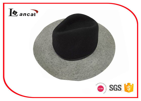 Black And Grey Tan Felt Cowboy Hat Ribbed Band Mens Felt Dress Hats