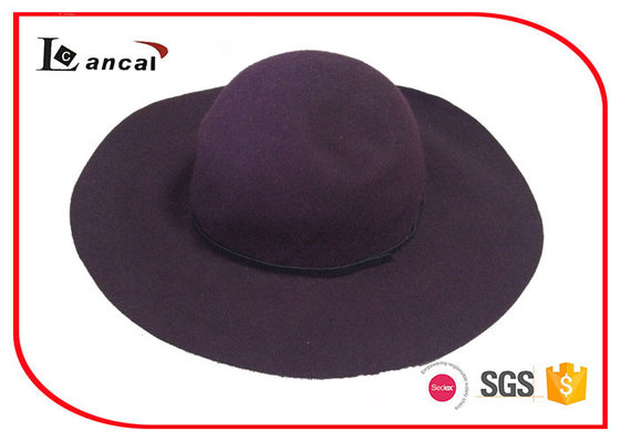 Dark Purple Crushable Felt Travel Hat Leather Wide Brim Felt Cowgirl Hat