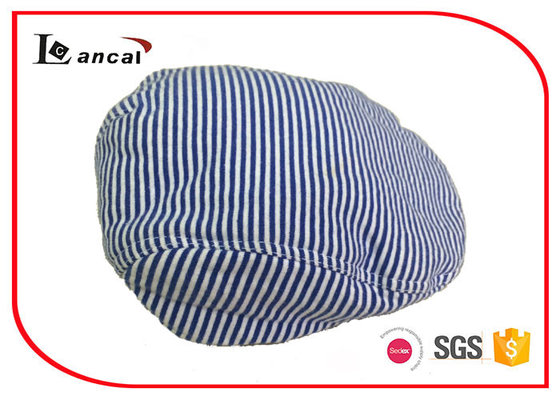 Customized Navy Blue Wool Flat Cap With Button , Soft Peak Wool Scally Cap
