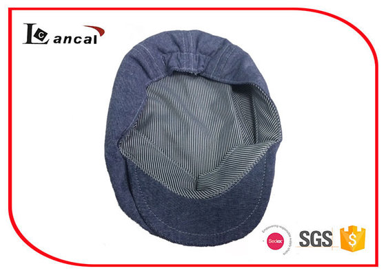 Boys Waterproof Wool Flat Cap With Stripe Yard Dyed Lining And Elastic Band