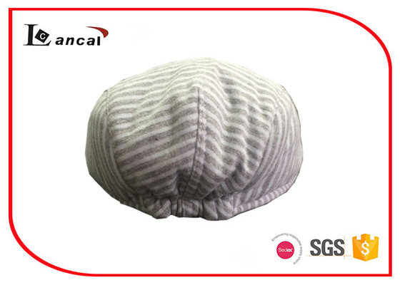 Cotton Kids Wool Flat Cap With Grey And White Stripe / Cotton Lining