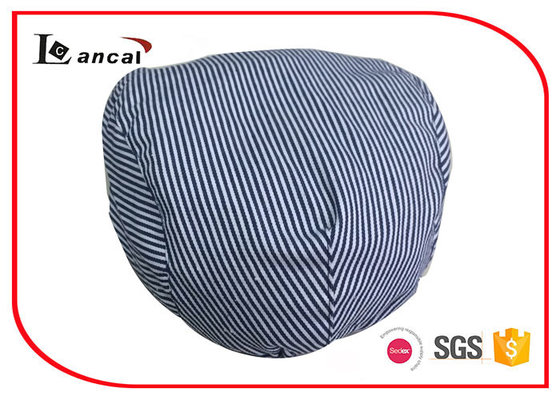 Small Stripe Mens Wool Flat Cap With Polyester Lining , Wool Flat Hat