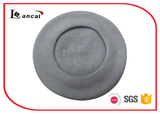 Grey Wool Slouchy Knit Beret Custom Logo With Paillette / Button / Bead