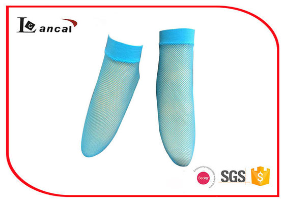 Fishnet Ladies Silk Socks 8% Spandex , Blue Knitted Nylon Knee Socks