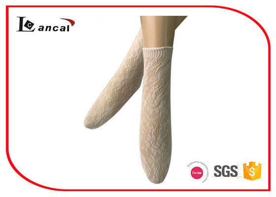Flesh Colored Ladies Trouser Socks Ribbed Edge Ankle High Nylon Socks