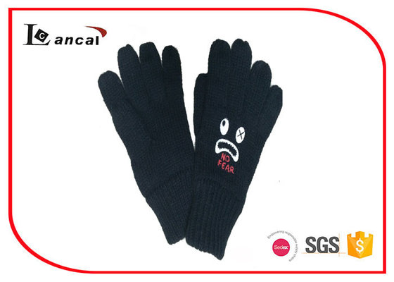 Black Mens Winter Gloves With Offset Printing Monster , Insulated Winter Gloves