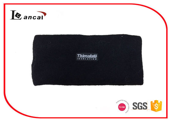 Multi Layer Black Mens Knitted Snood Scarf With Customize Woven Label