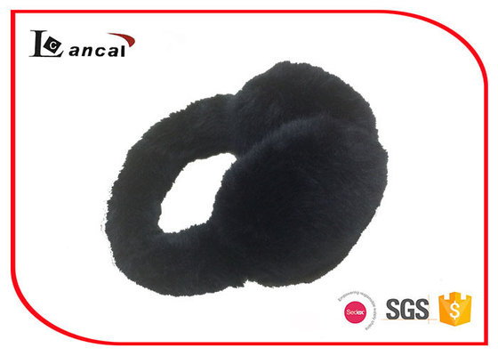 Warm Winter Ear Muffs For Men , Full Covered  Black Faux Fur Earmuffs