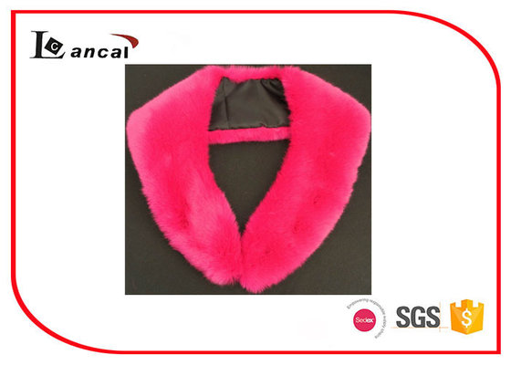Rose Red Faux Fur Scarf With Satin Lining And Hook , Ladies Faux Fur Collar Scarf
