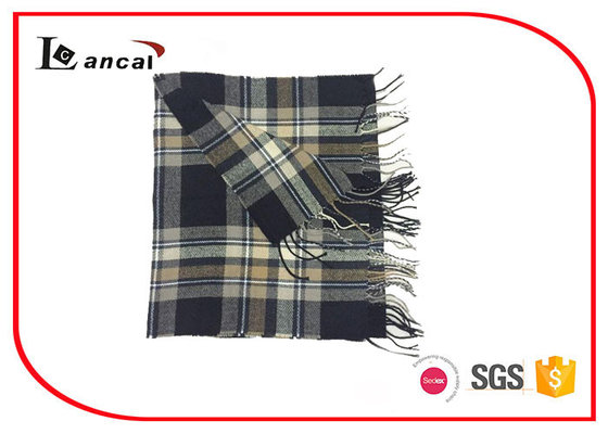 Plaid Check Women Wrap Shawl , Light Brushed Crocheted Grey Scarf SGS / ITS / REACH Standard