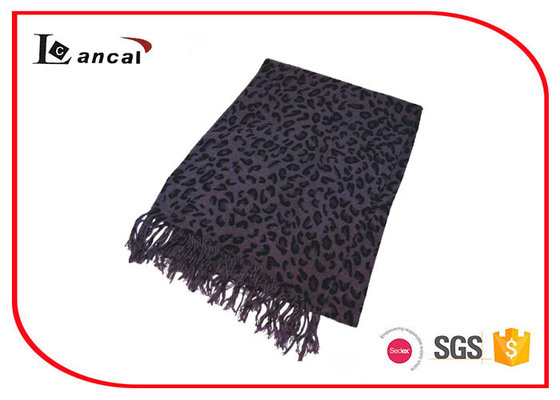 100% Acrylic Purple Leopard Woven Black Shawl 70cm x 180cm For Men