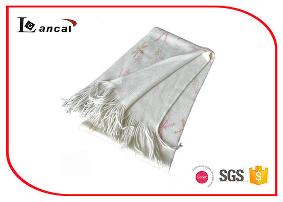 Snowflake Print Ladies Fashion Scarves Durable Adults White Soft Handle Scarf