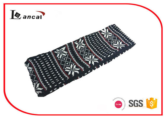 Mens Warm Winter Black Cable Knitting Patterns Scarf With Black Polar Fleece Lining