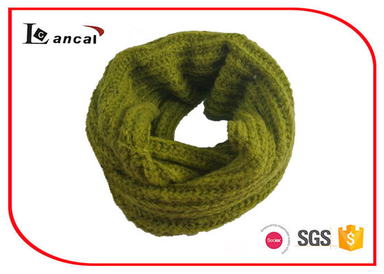 Single Layer Yellow Green Knitted Scarf , Warm Knitted Neck Scarf For Women