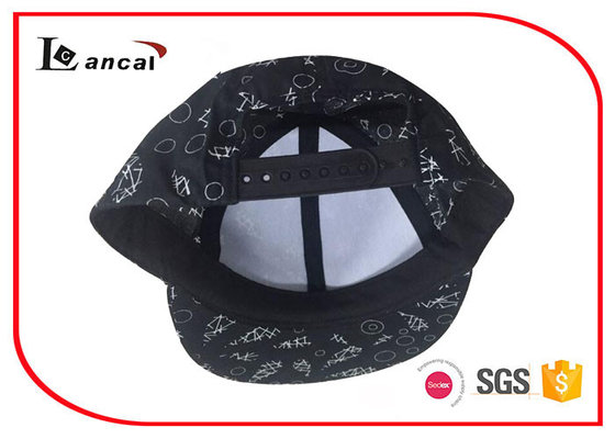 Custom print 100% polyester 6 panel cap mens black baseball cap