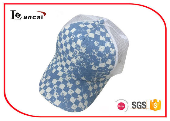 LC16/0722-08 mosaic printed baseball cap summer mesh cap with bent peak