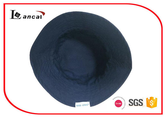 Blue seersucker womens bucket hat navy cotton poplin lining hat