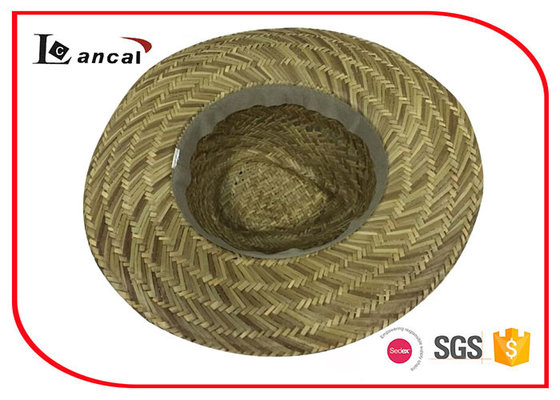 Floral print band 100% straw fedora hats for women , hollowed out style