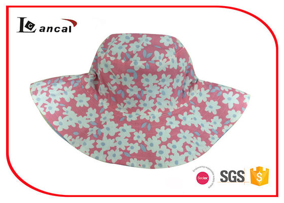 Flower Printed Bucket Hat double layer wide brimmed sun hat for girls