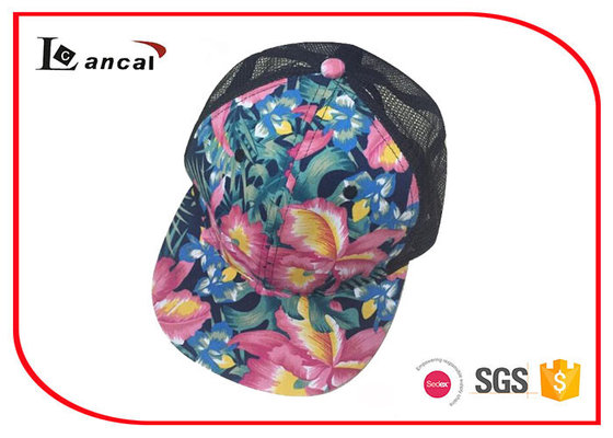 6 Panel Baseball Caps Hats for mens in tropical print mesh snapback cap