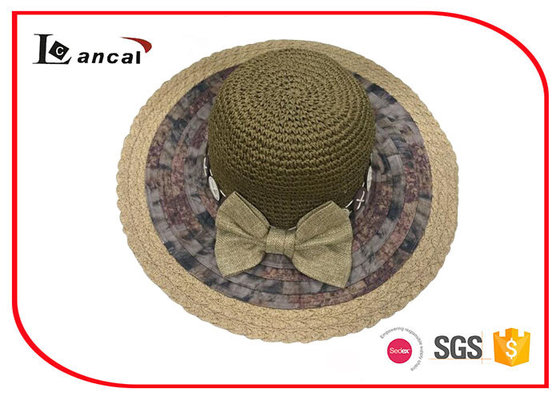 LC16-0827-07 Sun Protection Wide brimmed straw hat with bowknot and straw edge