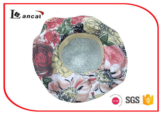 Flower wavy wide brimmed straw hat with customized hatband and sweatband