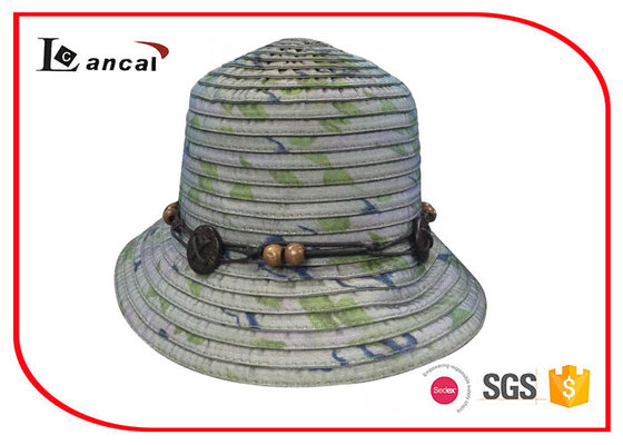 Fresh Color Wide Brimmed Large Straw Hats , Nylon Rope Sun Protection Hats