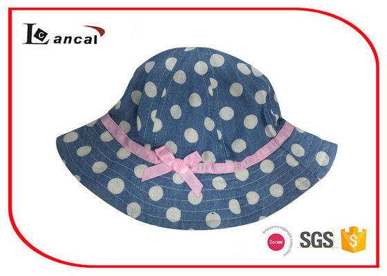 Yarn Dyed Printed Bucket Hat , Pink Satin Bowknot Hatband Floral Bucket Hat For Girls