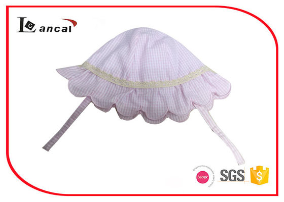 100% Cotton Seersucker Bucket Hat , Pink Cute Baby Hats With Cotton Sheeting Lining