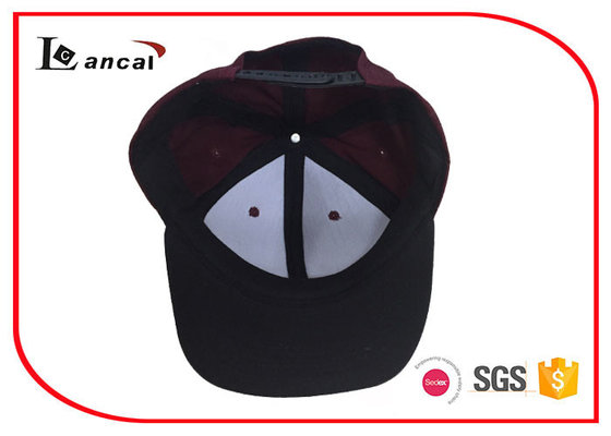 Burgundy Cotton Twill Sports Cool Baseball Caps With Coffee Flat Peak And Top Button