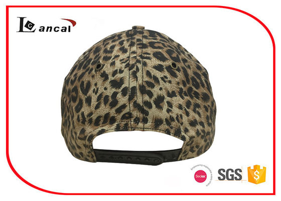 Leopard Print Canvas Custom Baseball Hats With Metal Eyelet For Ladies