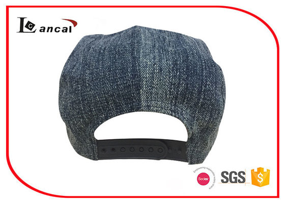 Washed Denim Five Panels Baseball Caps Hats With Customized Pu Label In Brown