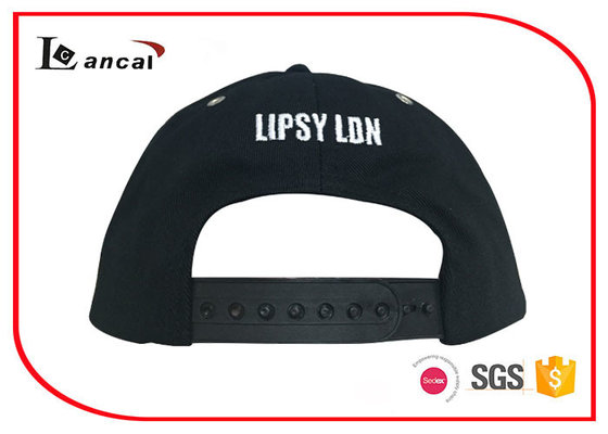 10856 Cotton Twill Baseball Caps Hats , Black Sports Cap With 3D Embroidery