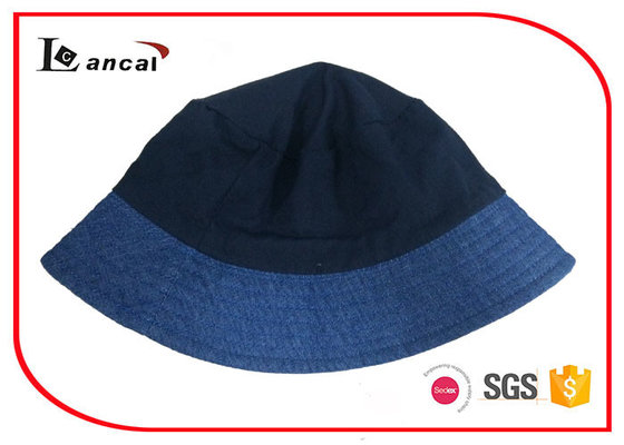 Navy Chambray Cool Bucket Hats With Applique And Woven Label For Boys