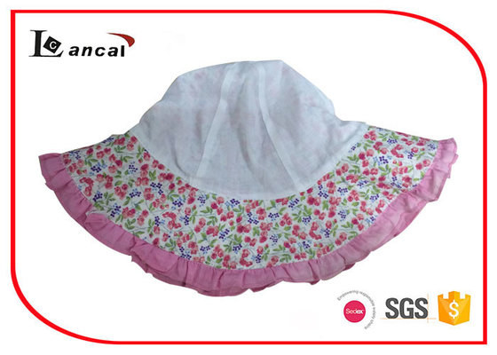 Flower Wide Brimmed Sun Colorful Bucket Hats With Two Layer Ruffers And Lace Ribbon
