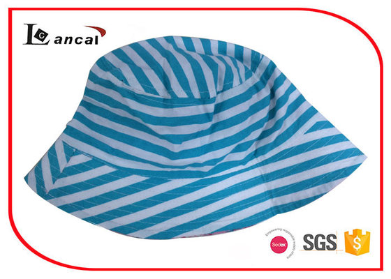 Cotton Poplin Printed Bucket Hat With Blue Stripe Lining For Girls CE / SGS