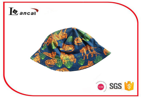Tiger Printed Bucket Hat Reversible Navy Sports Bucket Fisherman Hat