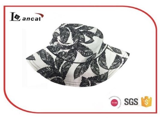 100% Cotton floral printing bucket hat with wide brim , summer straw hats