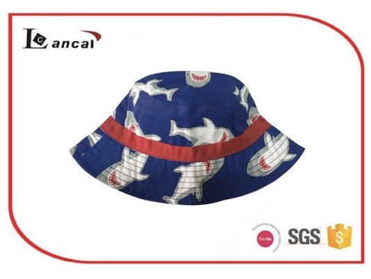 Boys shark custom multi printed bucket hat 52cm with cotton fabric for boys