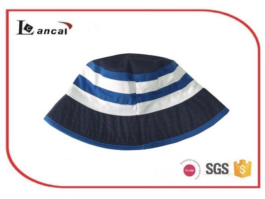 Boys custom printed cheap stripe reversible navy bucket hat for kids