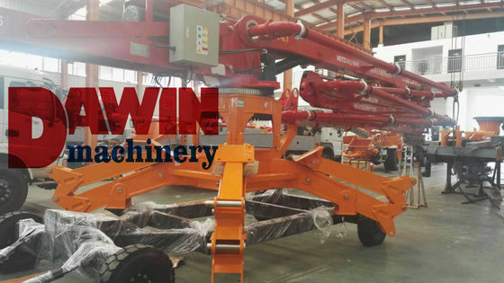 23m concrete placing boom 4 arms stages concrete distributor with 4 wheels trailer system on sale supplier