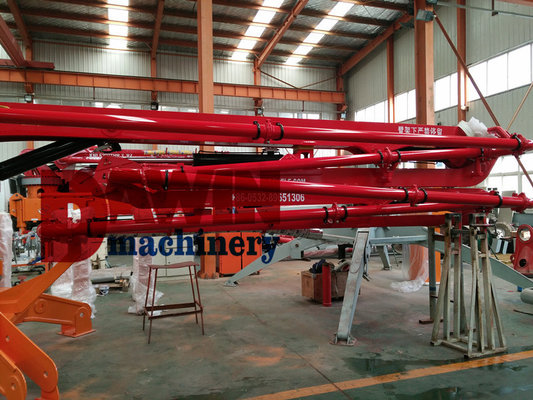 23m concrete placing boom 4 arms stages concrete distributor with 4 wheels trailer system on sale supplier